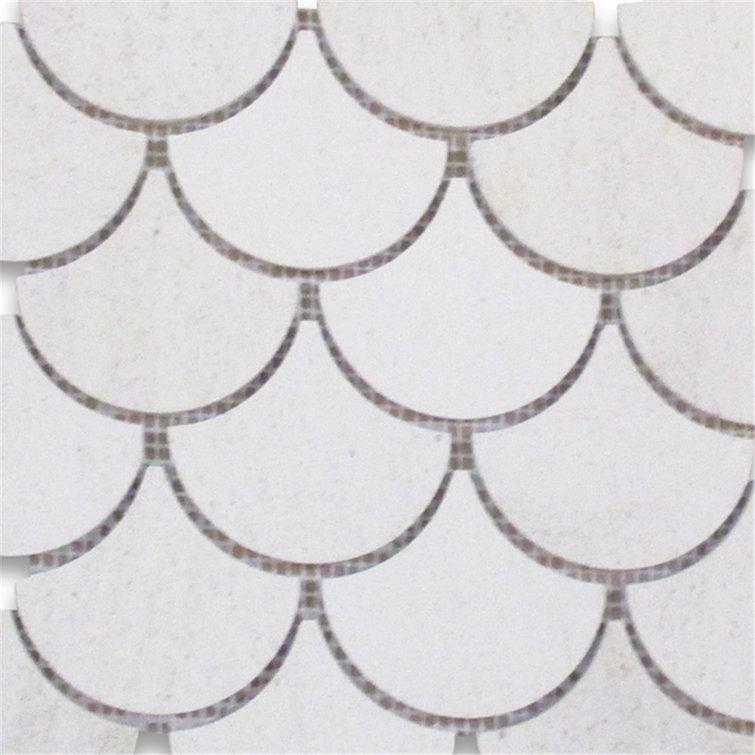 Marble Online Moleanos 9" x 10" Marble Fish Scale Mosaic Wall & Floor ...