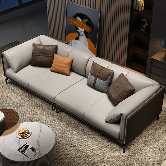 Wrought Studio Beniamino Nordic Luxury Simple Three Seat Faux Leather ...