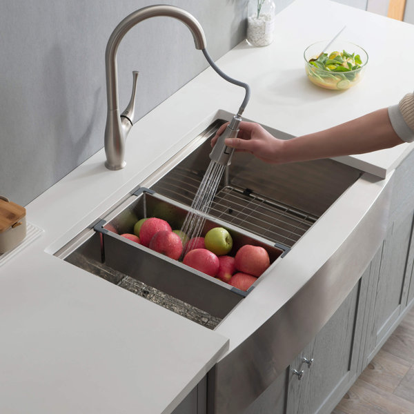 KIBI USA KIBI 22'' W Single Bowl Stainless Steel Farmhouse Kitchen Sink ...