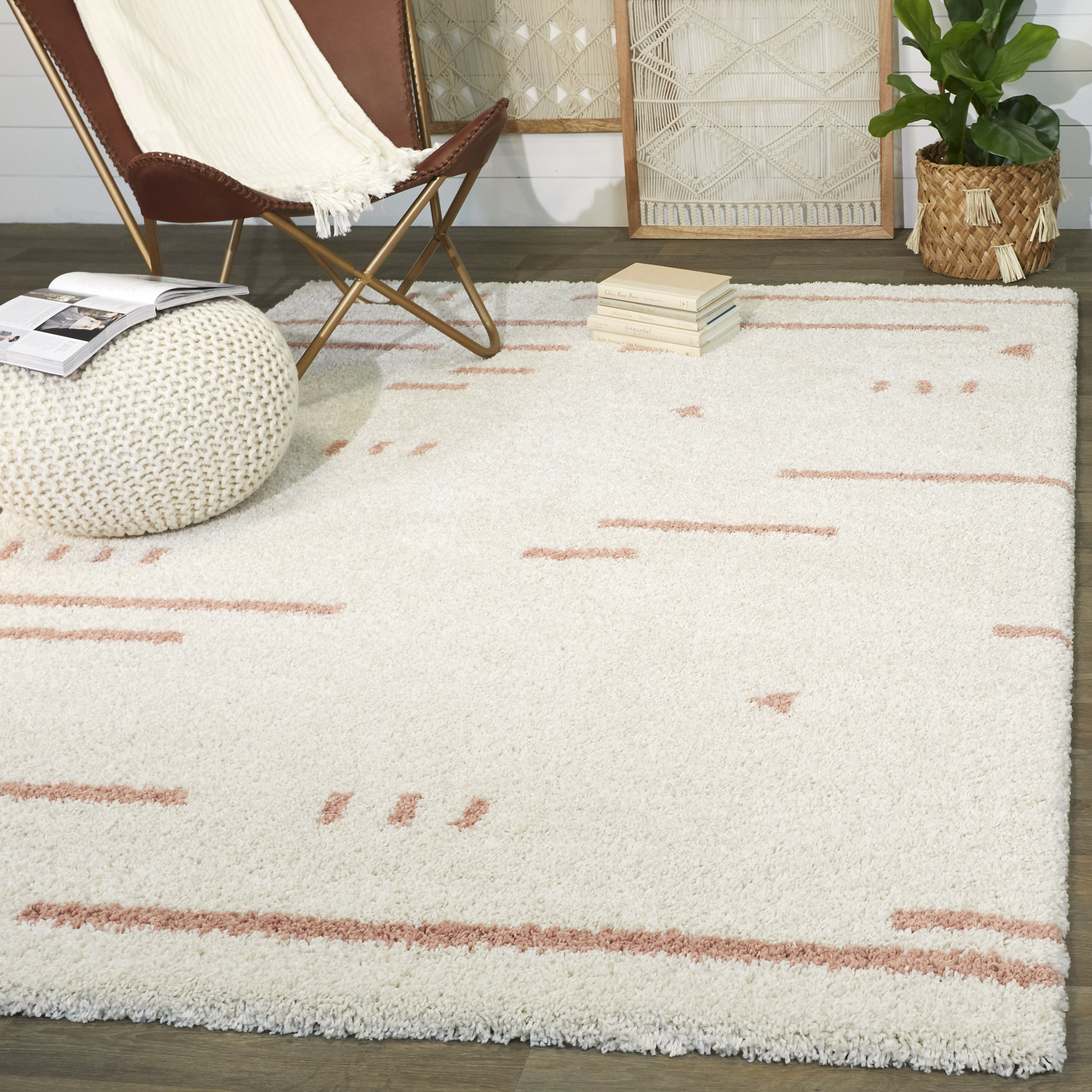 Dakota Fields Machine Woven / Power Loomed Performance Cream/Pink Rug ...