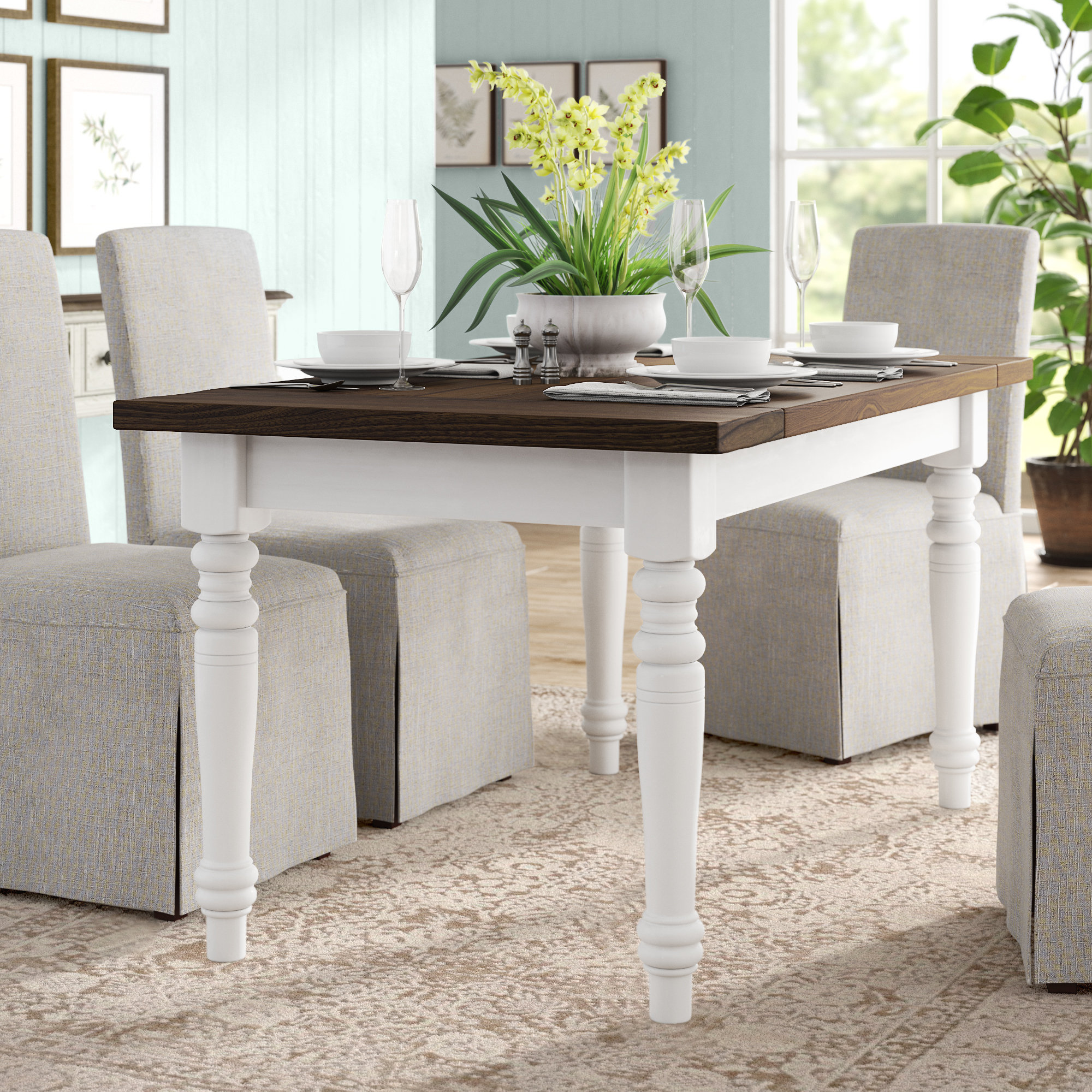 August Grove® Pine Solid Wood Dining Table & Reviews | Wayfair