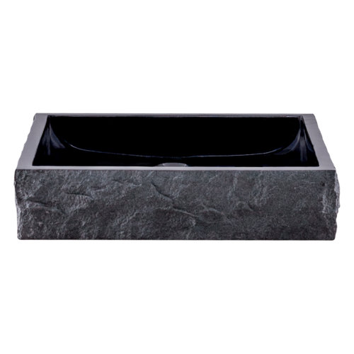 Novatto 18'' Black Stone Square Vessel Bathroom Sink | Wayfair
