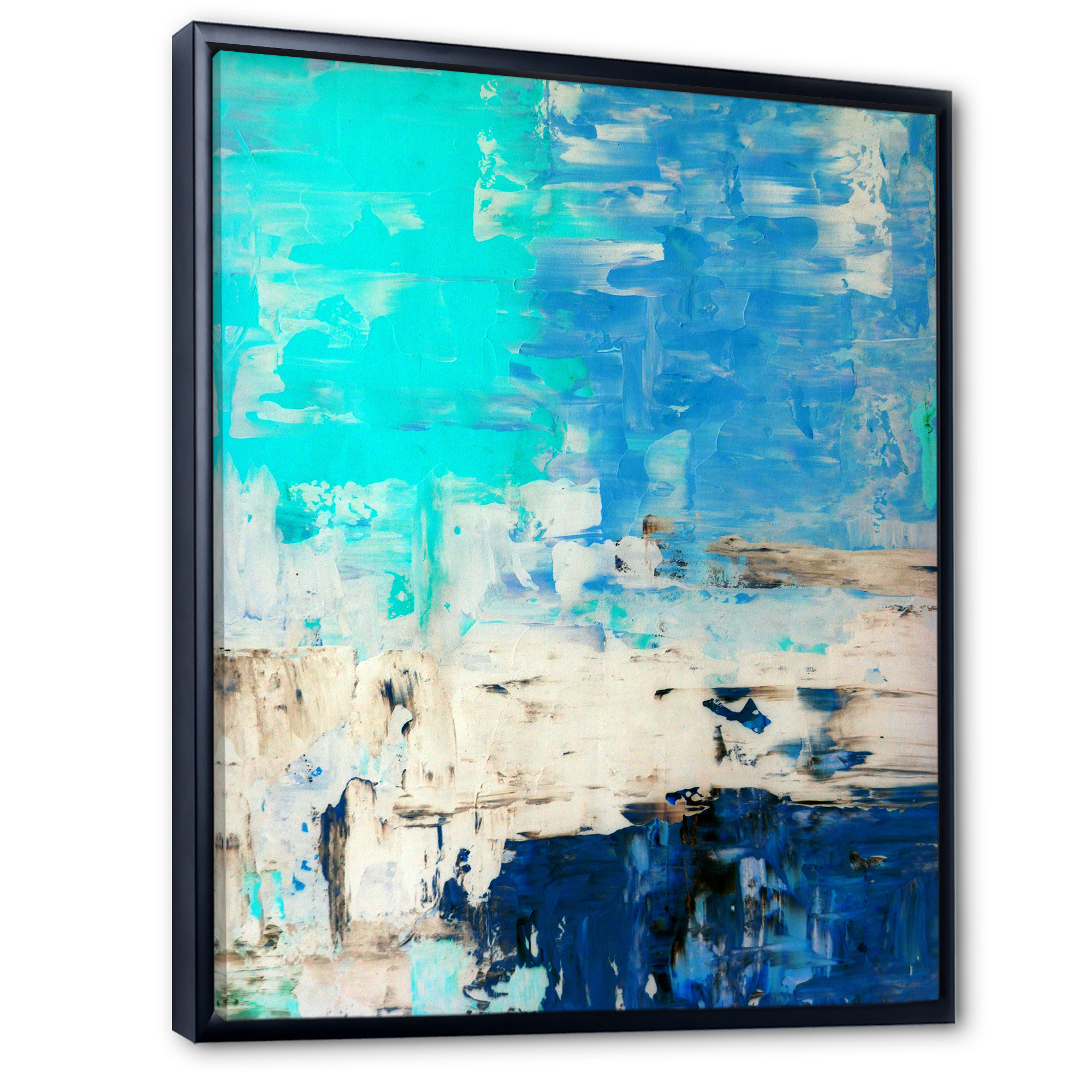 Wrought Studio Blue Meets Beige Abstract Art Blue Meets Beige Abstract ...