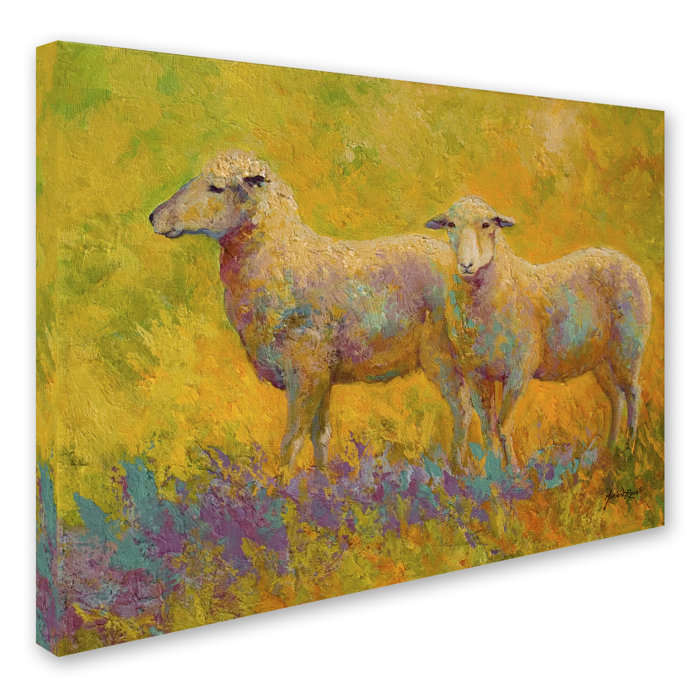 Red Barrel Studio® 'Warm Glow Sheep Pair' Print on Wrapped Canvas | Wayfair