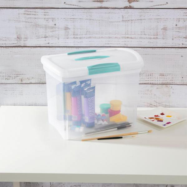 Sterilite Large Nesting ShowOffs Clear File Box w/ Handle and Latches ...