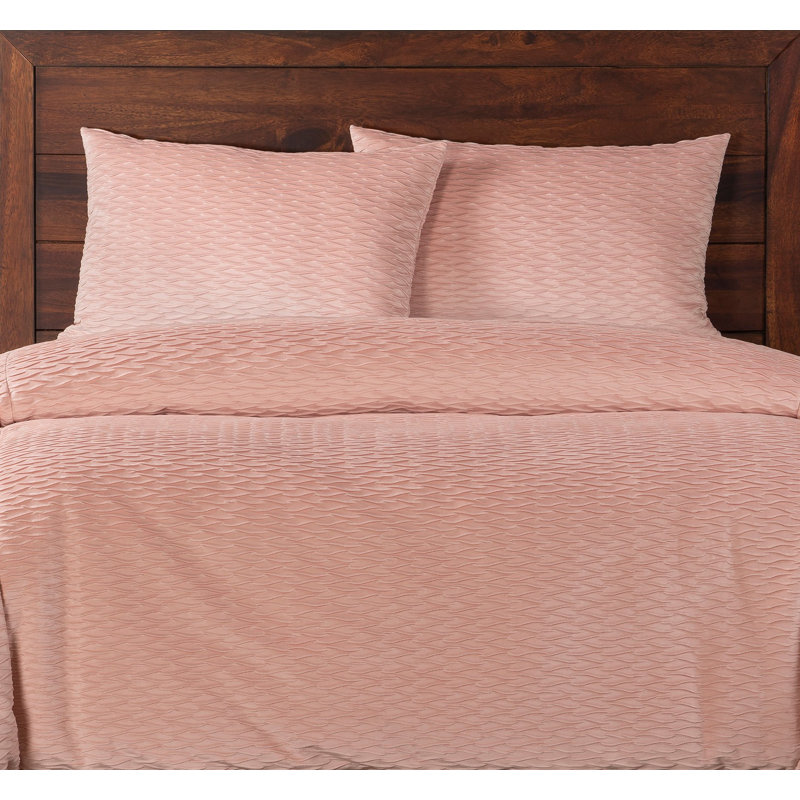 Smithsonian Pleated Velvet Pink Duvet Cover Set | Wayfair