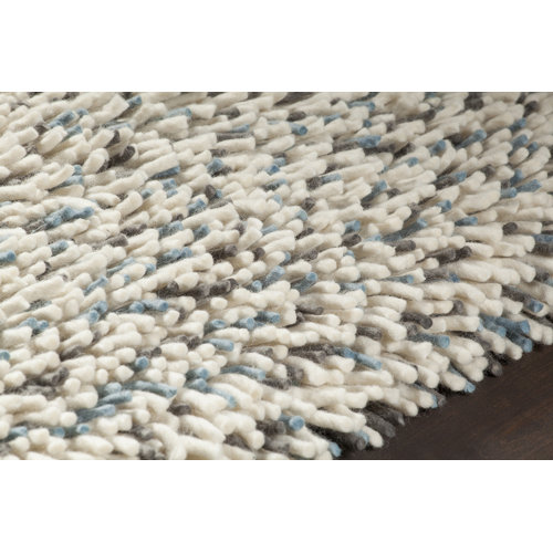 17 Stories Sharene Handmade Wool Blue/Cream/Dark Gray Rug & Reviews ...