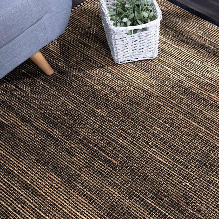 Home Conservatory Seed Black/Natural Handwoven Jute Rug | Wayfair