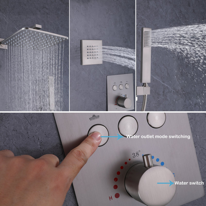 Homein Luxury Complete Shower System with Rough-in Valve & Reviews ...