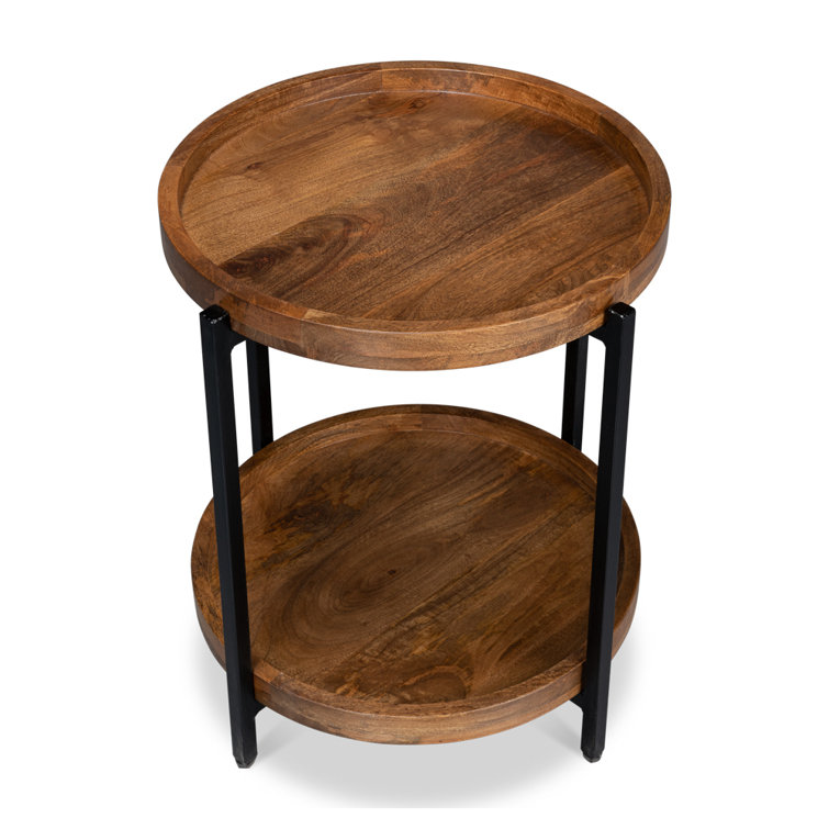 Sarreid Ltd Profile Solid Wood Tray Top End Table with Storage | Wayfair