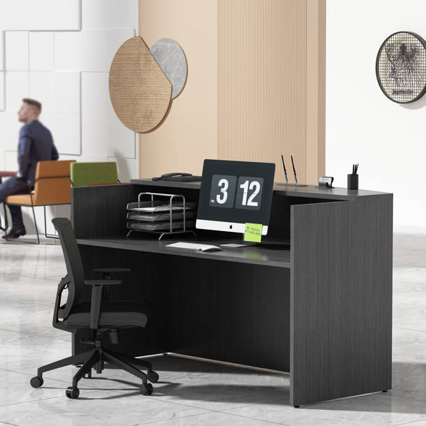 Upper Square™ Karstens 2 Person Rectangular Glass Reception Desk ...