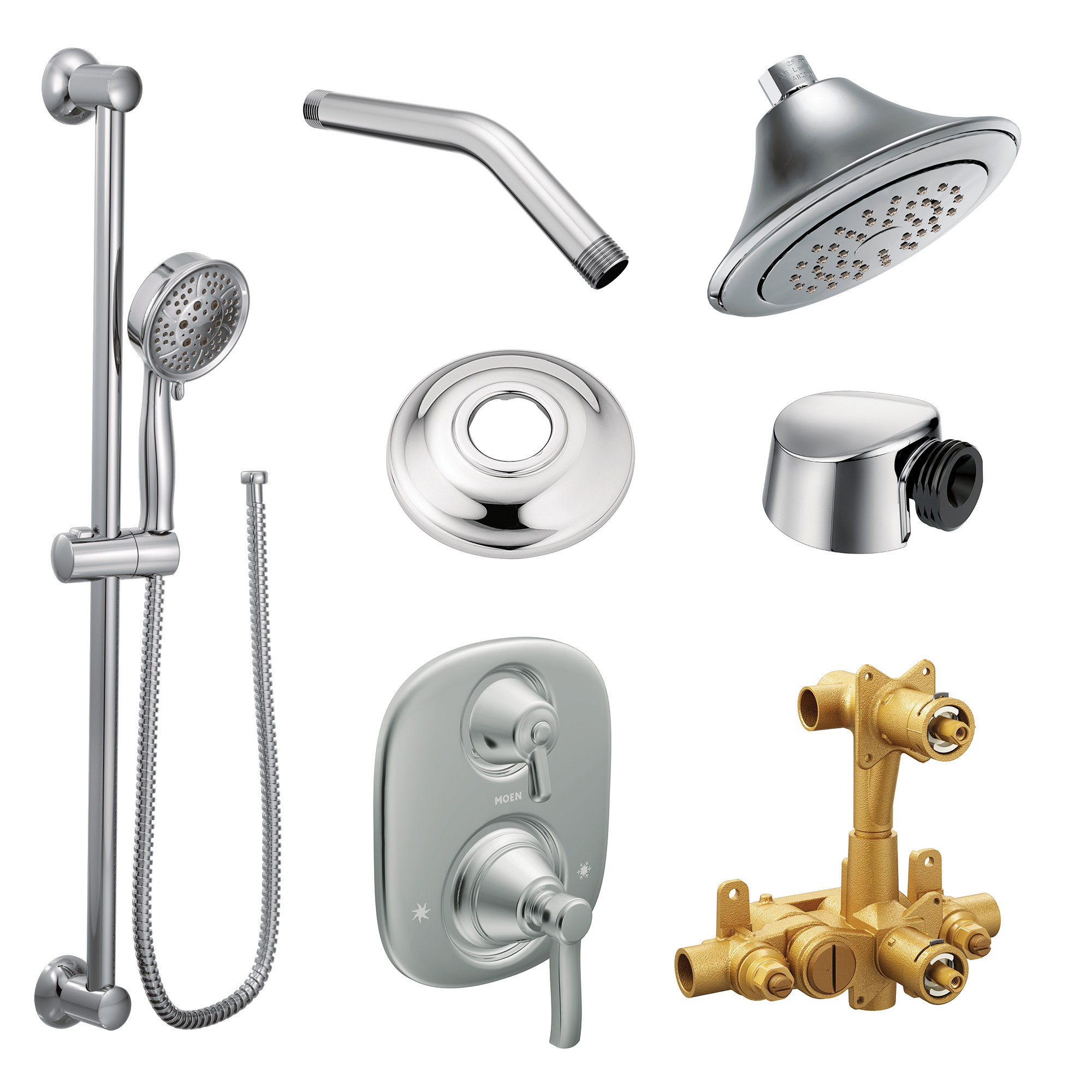 Moen Rothbury Volume Control Complete Shower System with Rough-in Valve ...