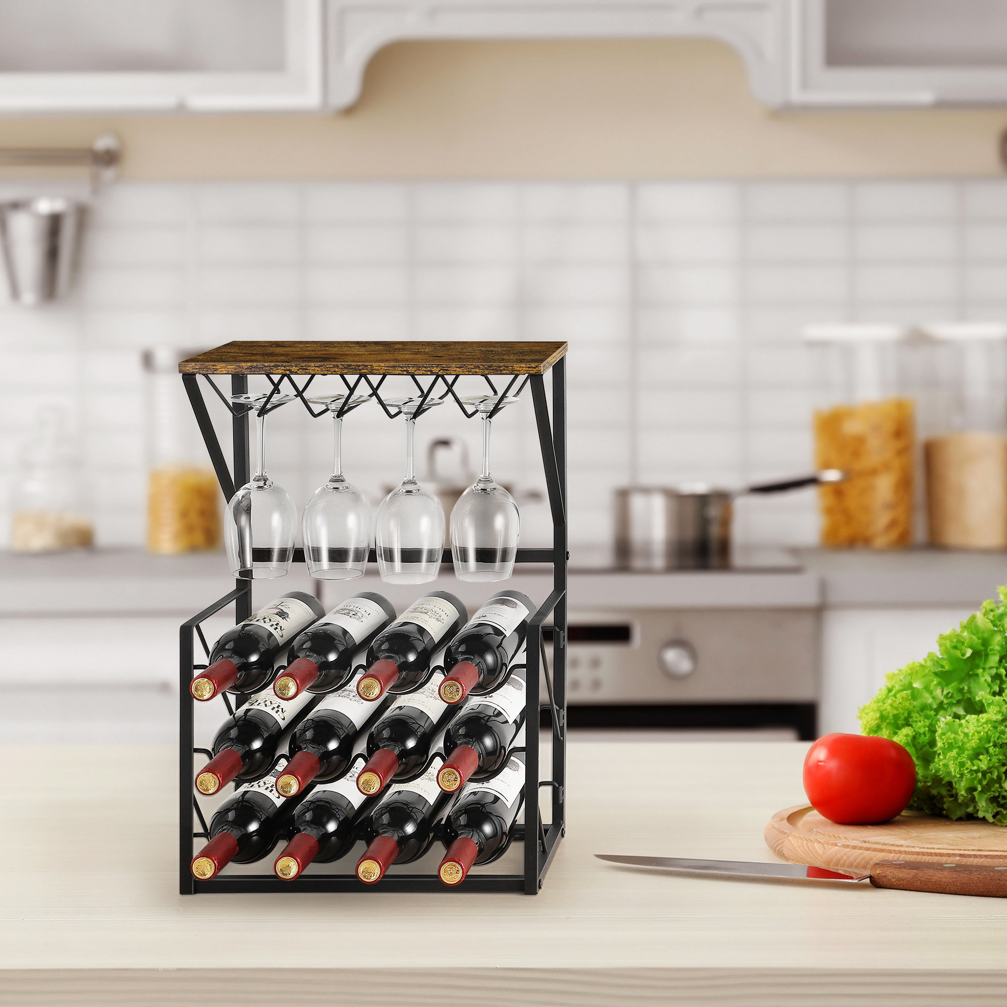 17 Stories Tabletop Wine Glass Rack in Black | Wayfair