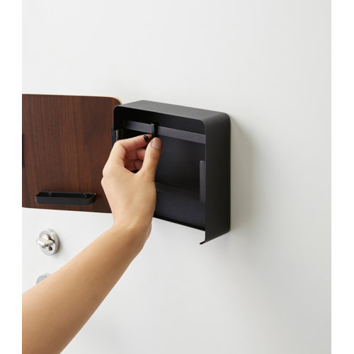 Yamazaki Home Square Magnetic Key Cabinet, Wood Accented Keychain ...
