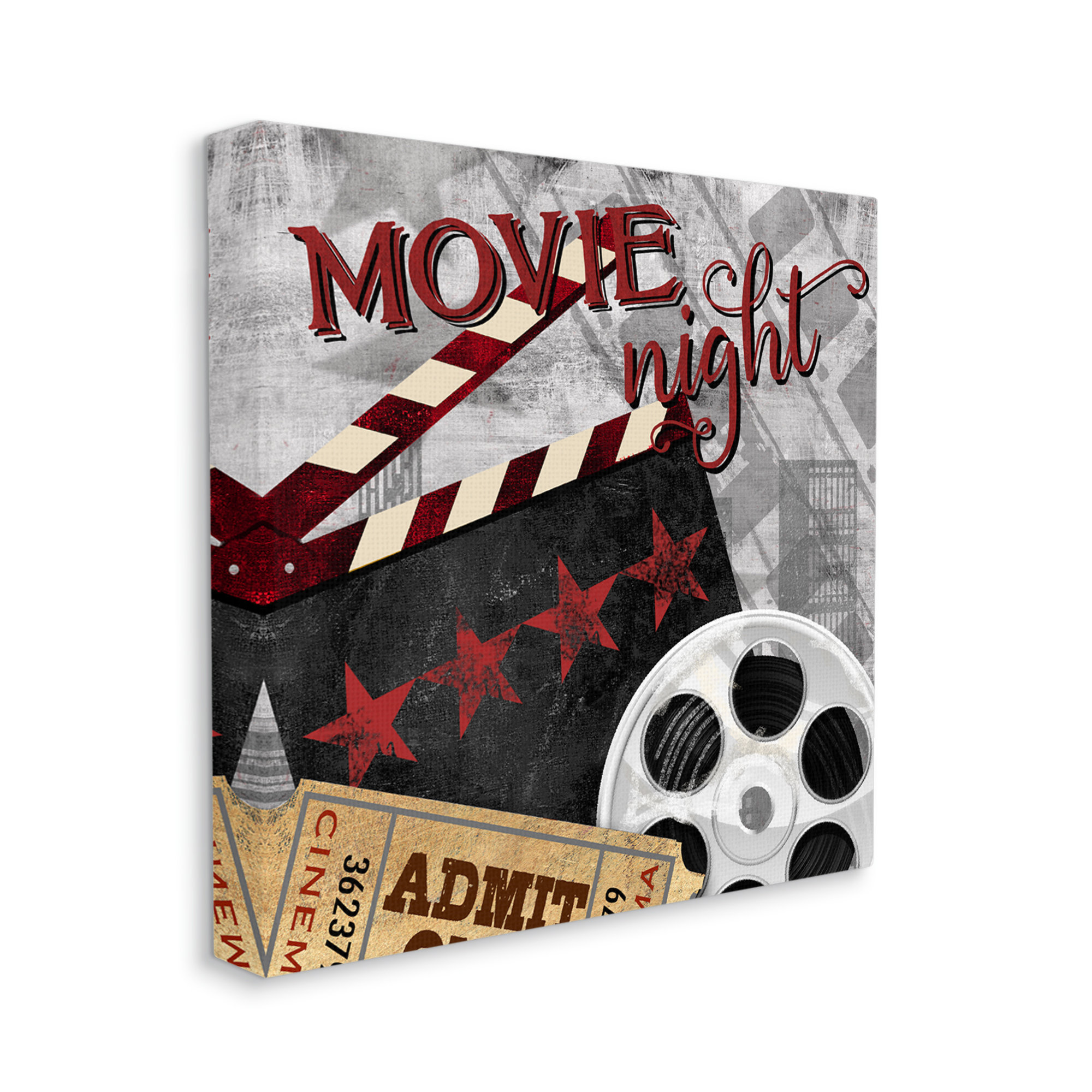 Stupell Industries Movie Night Cinema Reel Entertainment Ticket Sign by ...