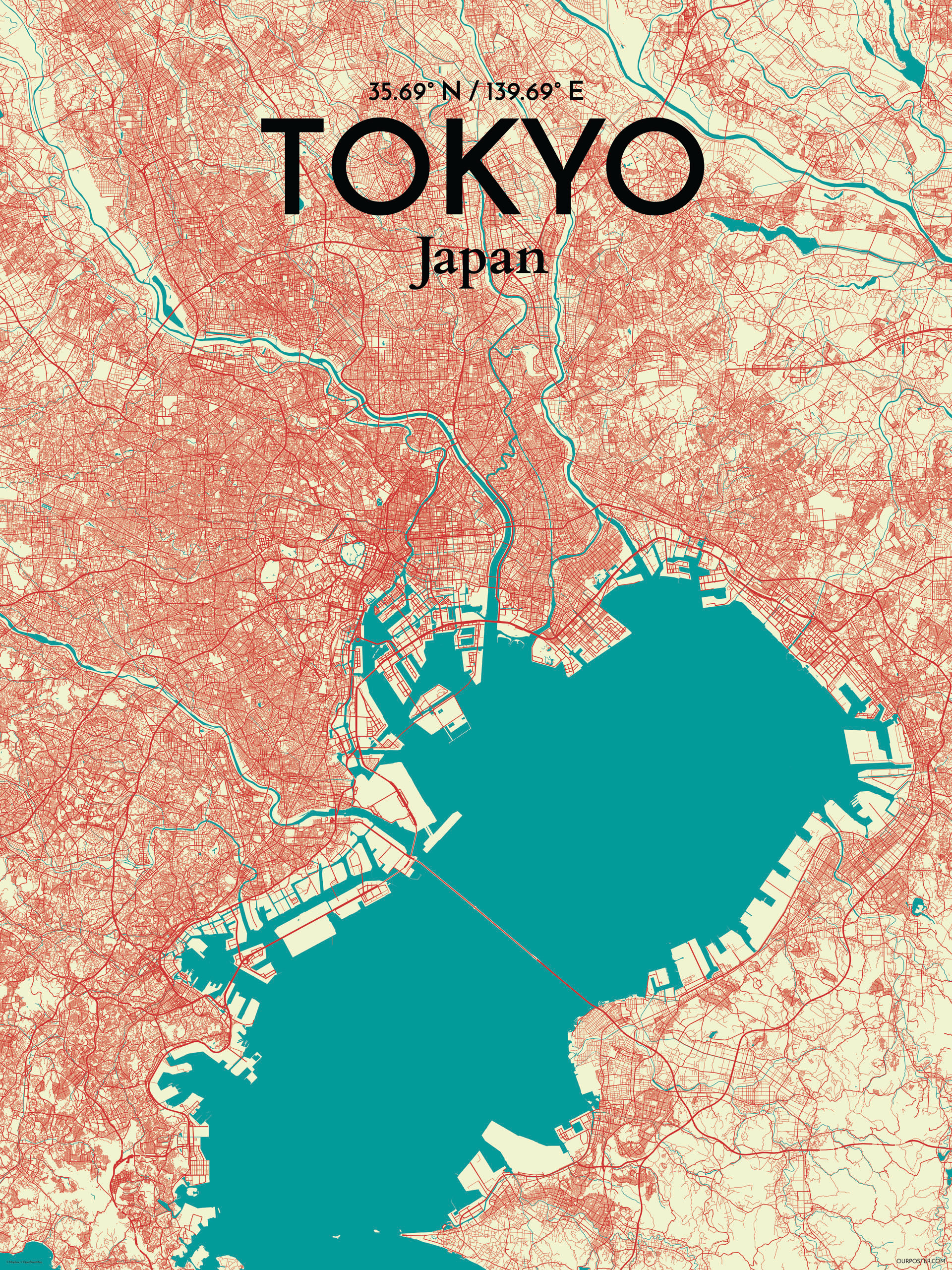 OurPoster.com Tokyo City Map - Panoramic Graphic Art | Wayfair
