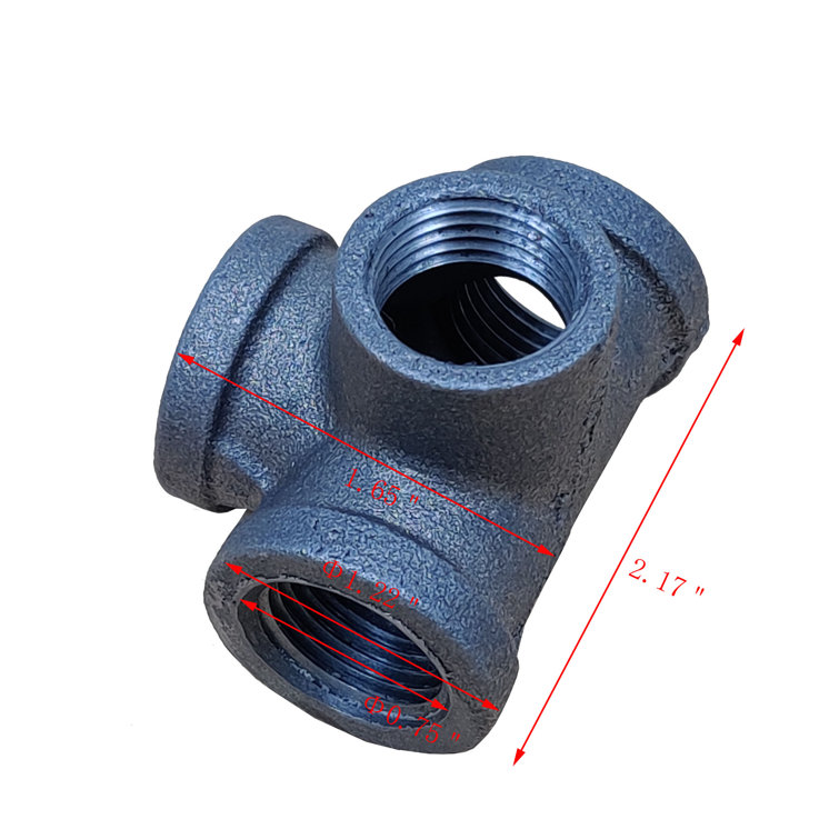 FixtureDisplays 1/2" Black Pipe 4-Way Connector With 4 Mounting Holes ...