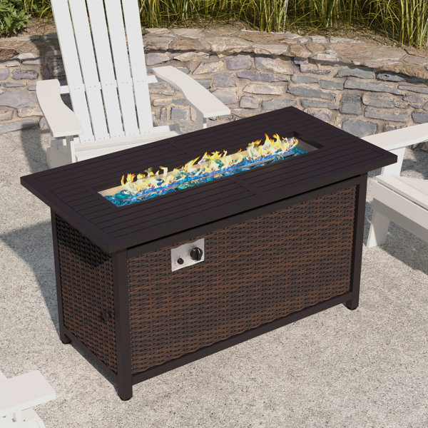 Red Barrel Studio® Yuritzi Outdoor 50,000 BTU Fire Table with Steel Top ...