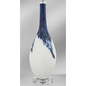 Medallion Lighting Brescia 34 in. Blue & White Glass Table Lamp ...