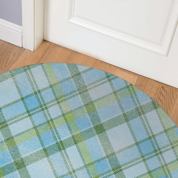 Gracie Oaks Navena Madras 60 in. x 60 in. Indoor Door Mat | Wayfair