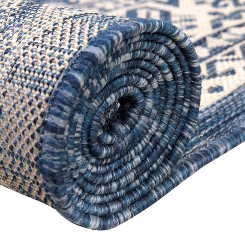 Dakota Fields Outdoor Chand Rug Ivory-Blue Color | Wayfair