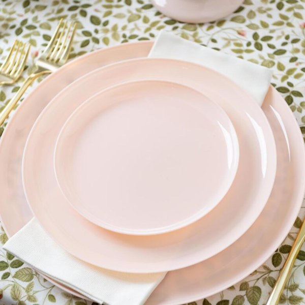 EcoQuality Disposable Round Plastic Plates Edge Collection 40 Guests ...
