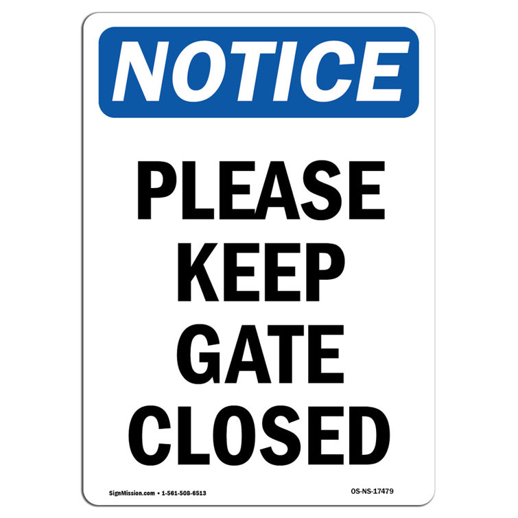 SignMission Please Keep Gate Closed Sign | Wayfair