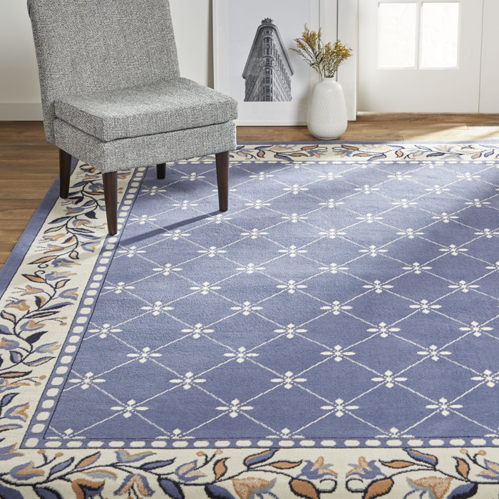 Charlton Home® Modena Performance Country Blue Rug & Reviews | Wayfair