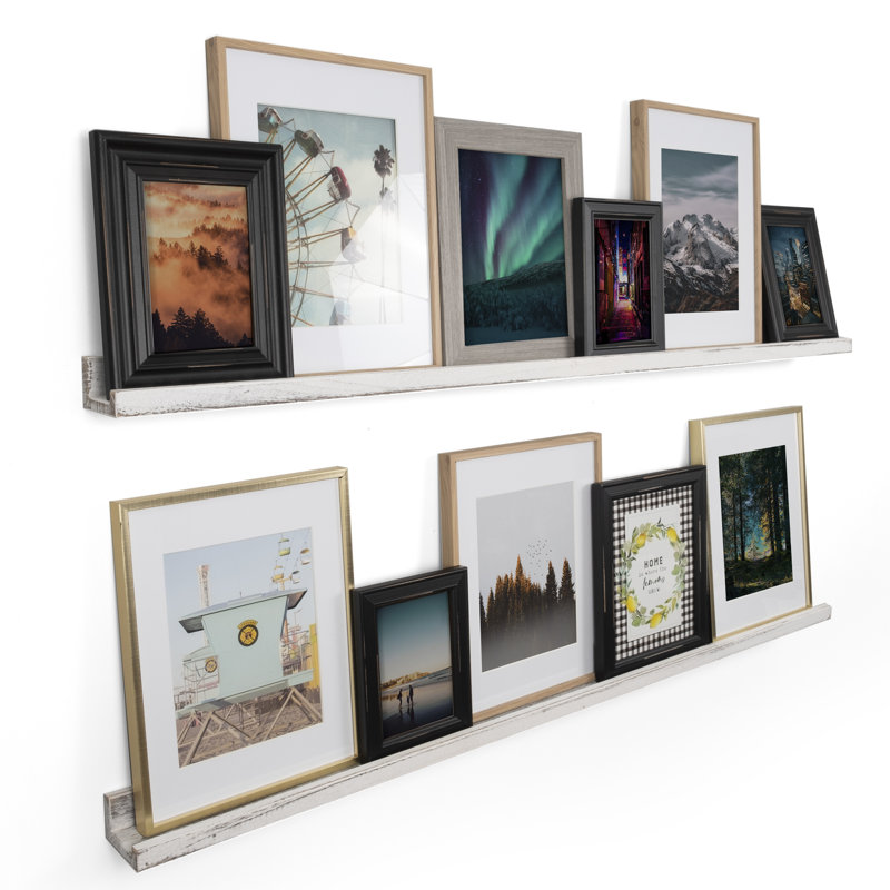 August Grove® Kentlyn 2 Piece Solid Wood Picture Ledge Wall Shelf ...