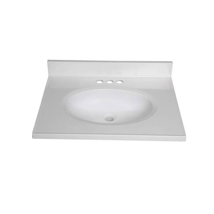 Fine Fixtures 25'' Marble Single Bathroom Vanity Top in White with Sink ...