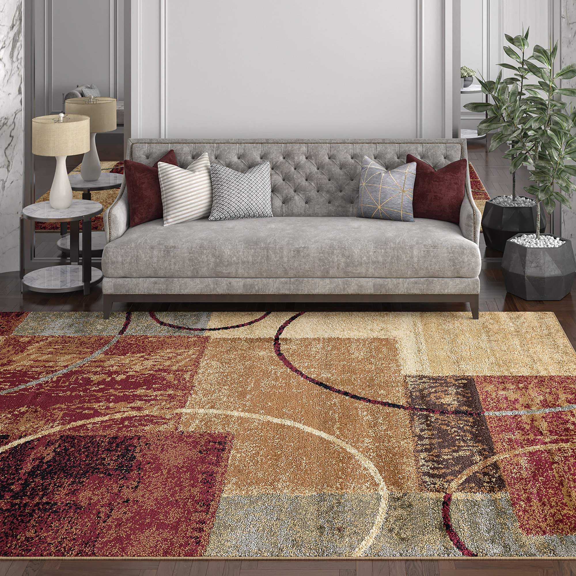 Ivy Bronx Abercorn Abstract Red/Brown Area Rug & Reviews | Wayfair