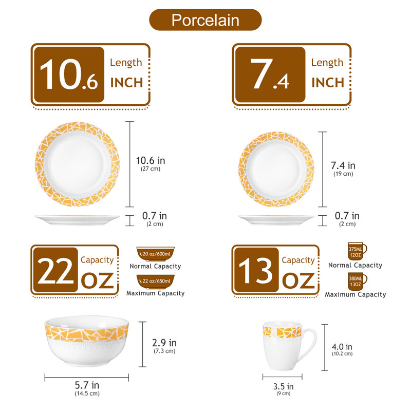 Astoria Grand Zaylee Porcelain China Dinnerware Set - Service for 4 ...