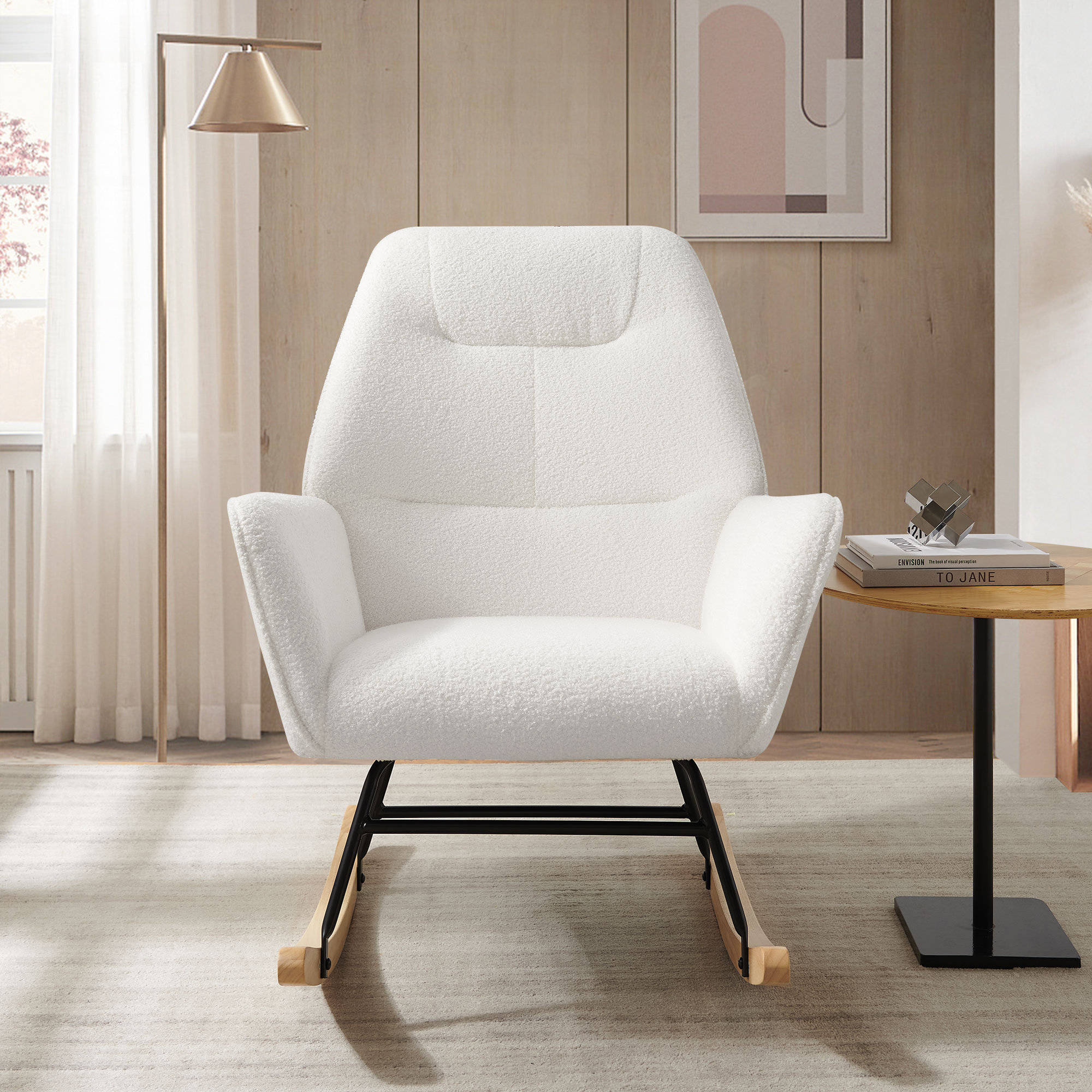 Centaur Noah 28.5" Wide Rocking Chair/Nursery Glider With Gray Wool ...