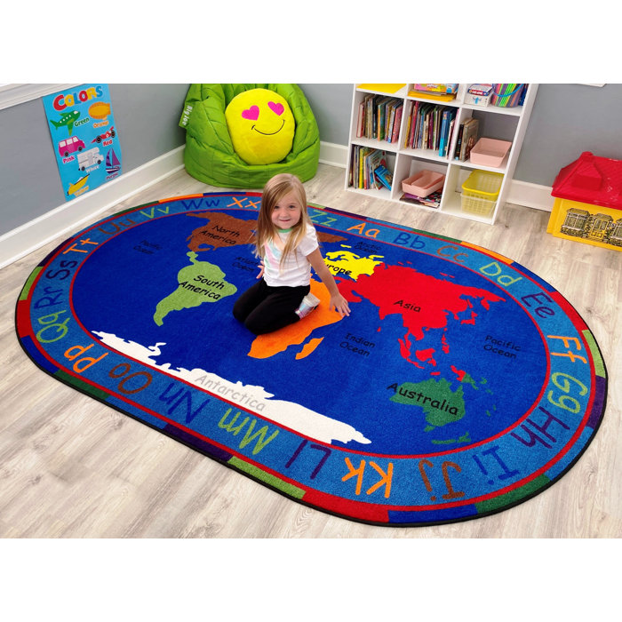 Kid Carpet All Around the World Map Kids Rug & Reviews | Wayfair