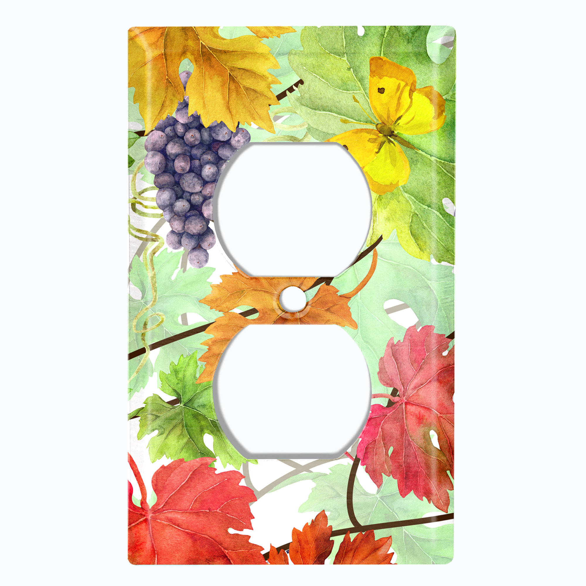 WorldAcc Grapes Fall Leaves 1-Gang Duplex Outlet Wall Plate | Wayfair