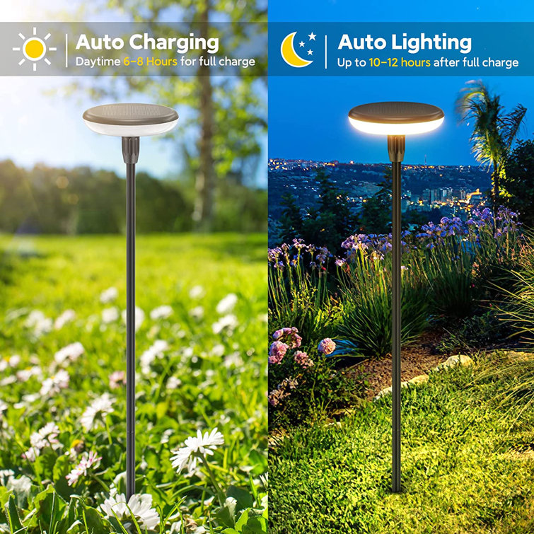 LETMY Black Low Voltage Solar Powered Integrated LED Pathway Light Pack ...