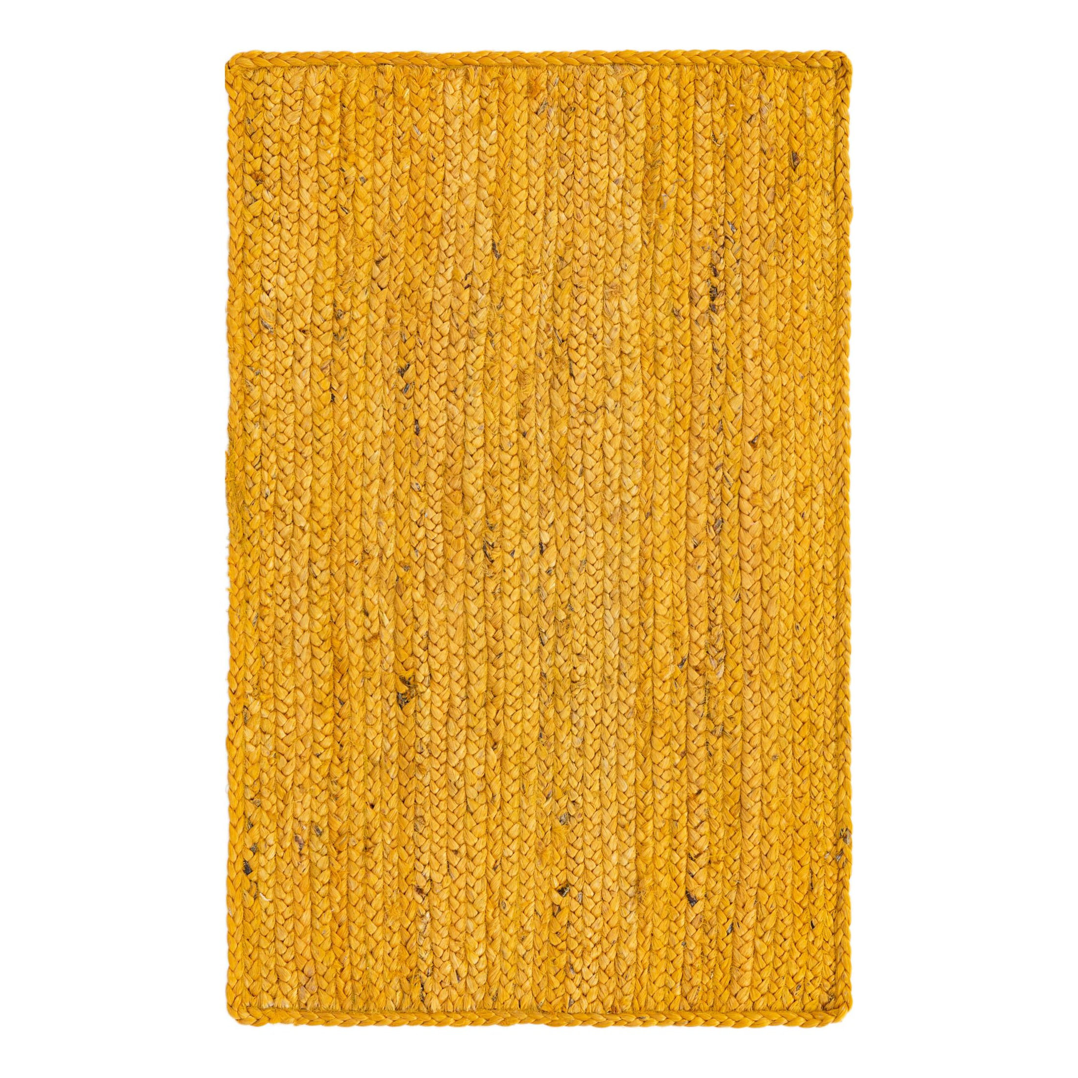 Highland Dunes Milica Handmade Hand Braided Jute/Sisal Yellow Rug | Wayfair