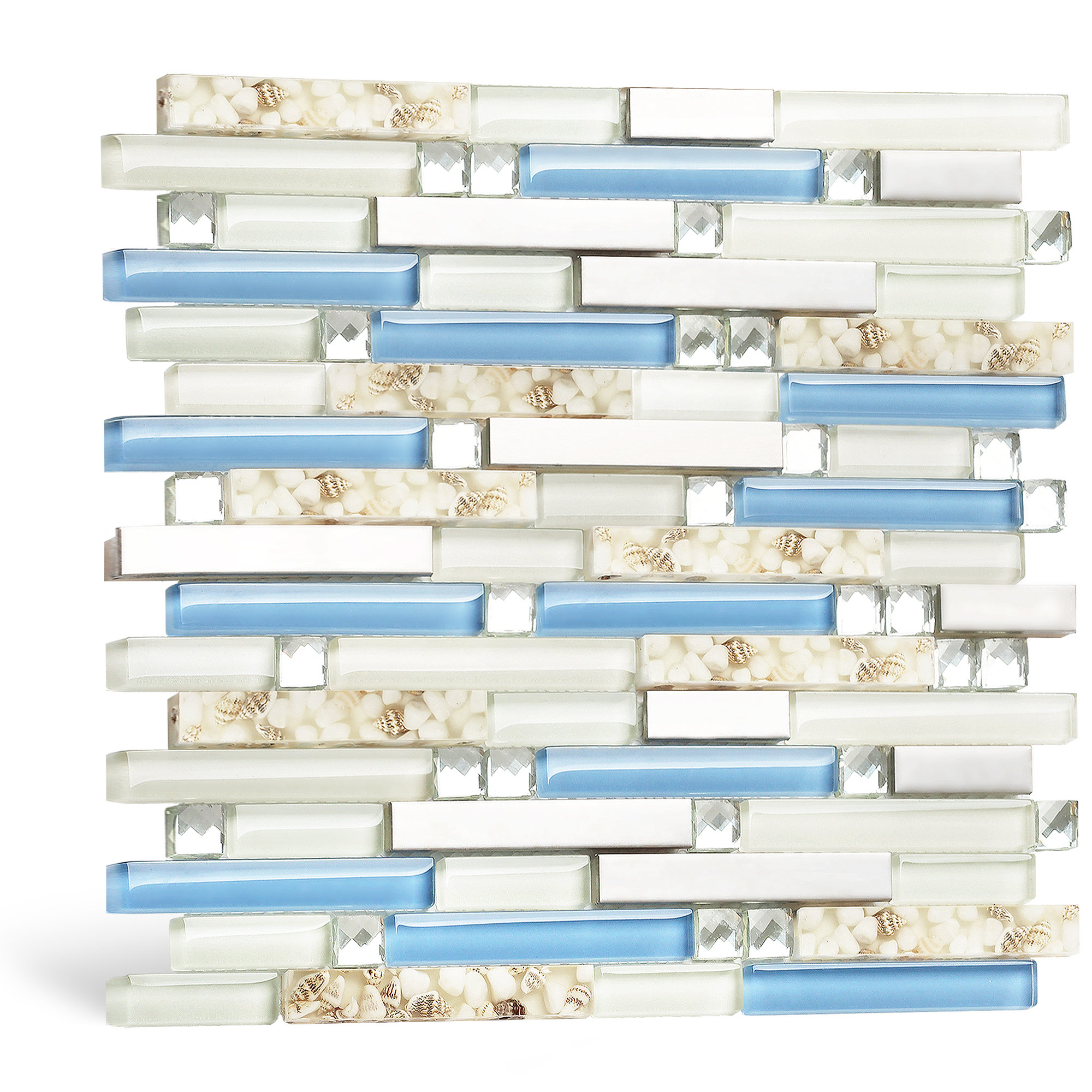 Blujellyfish Glass/Seashell Linear Mosaic Wall Tile | Wayfair