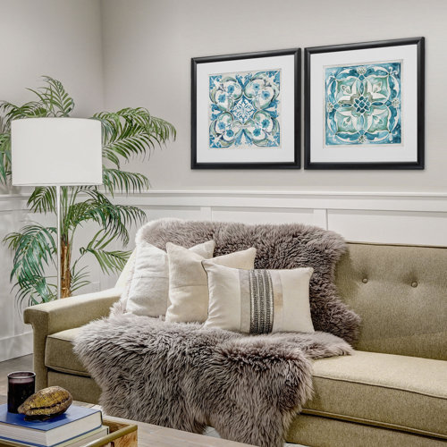 Bungalow Rose Caribbean Tile Framed 2 Pieces Set & Reviews | Wayfair