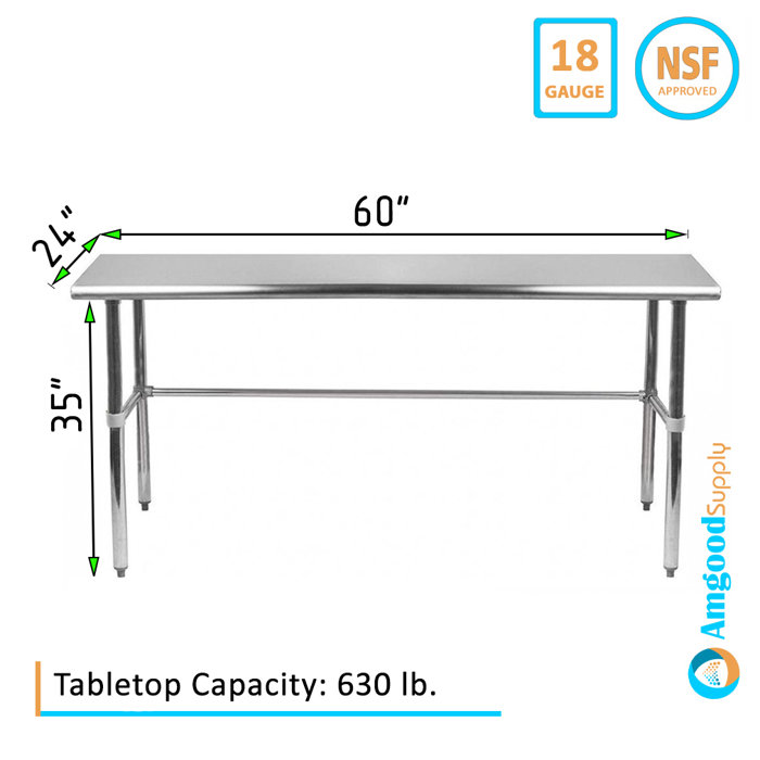 Amgood Stainless Steel Open Base Work Table & Reviews | Wayfair