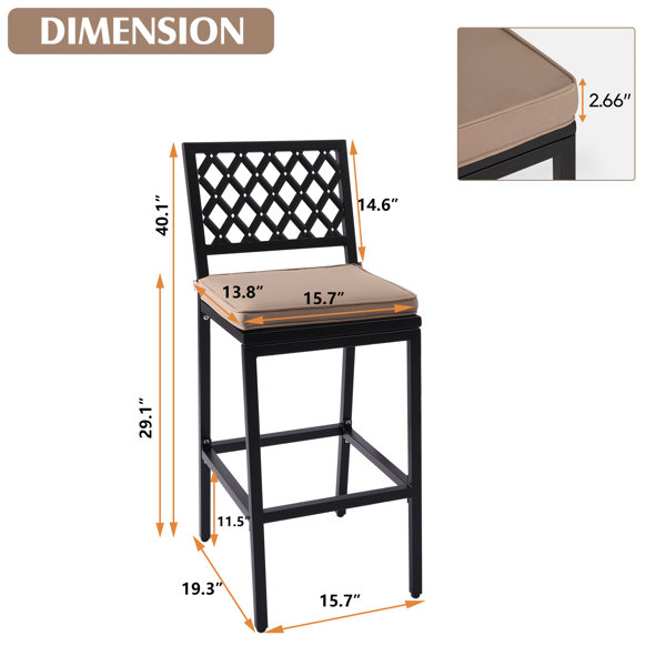 Ebern Designs Randin 40.1" Patio Bar Stool with Cushion | Wayfair