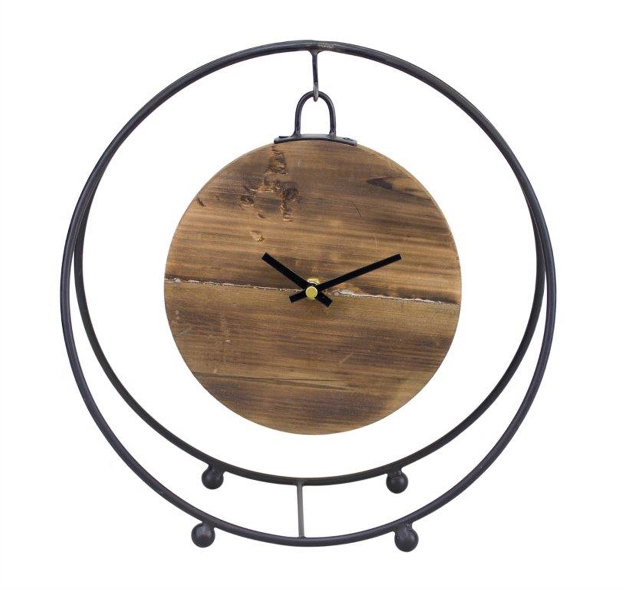 17 Stories Ananlog Metal Electric Tabletop Clock in Black | Wayfair
