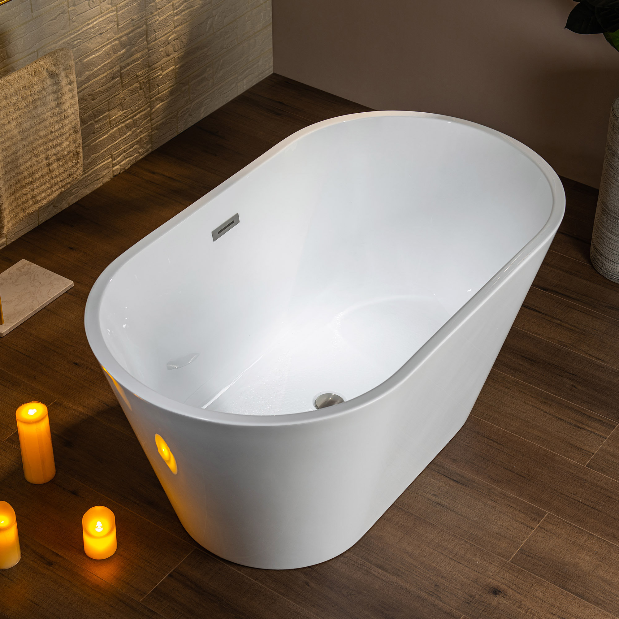 WoodBridge 54'' x 29.5'' Freestanding Soaking Acrylic Bathtub | Wayfair