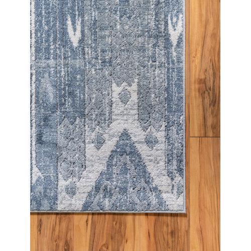 Union Rustic Santini Performance Blue Rug & Reviews | Wayfair