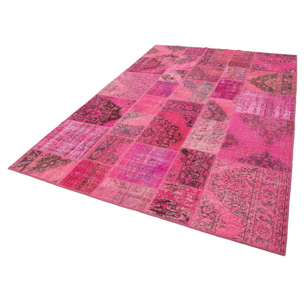 Latitude Vive Kirk Yama Pink Patchwork Cotton Wool Hand Woven Area Rug ...
