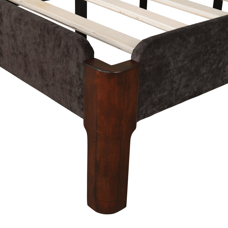 Latitude Run® Twin Solid Wood Upholstered Low Profile Platform Bed ...