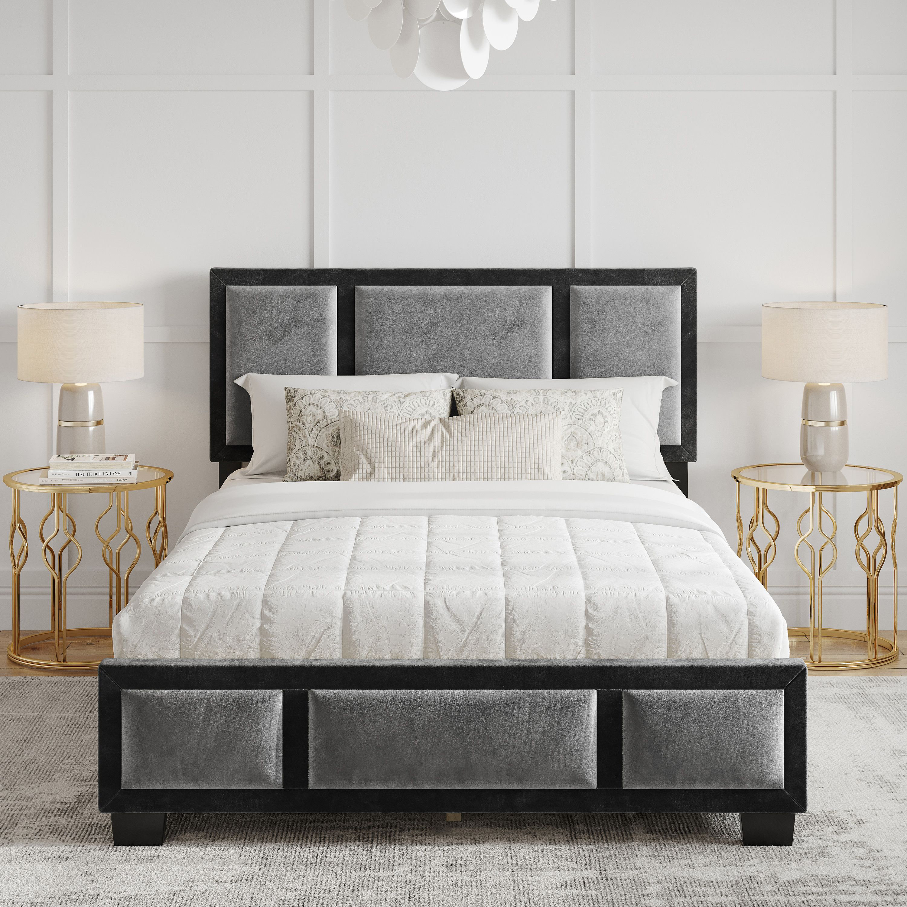 Everly Quinn Ibby Velour Upholstered Bed Frame & Reviews | Wayfair