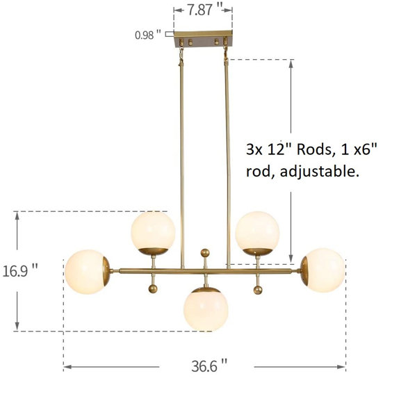 Mercury Row® Palko 5 - Light Dimmable Kitchen Island Modern Linear ...