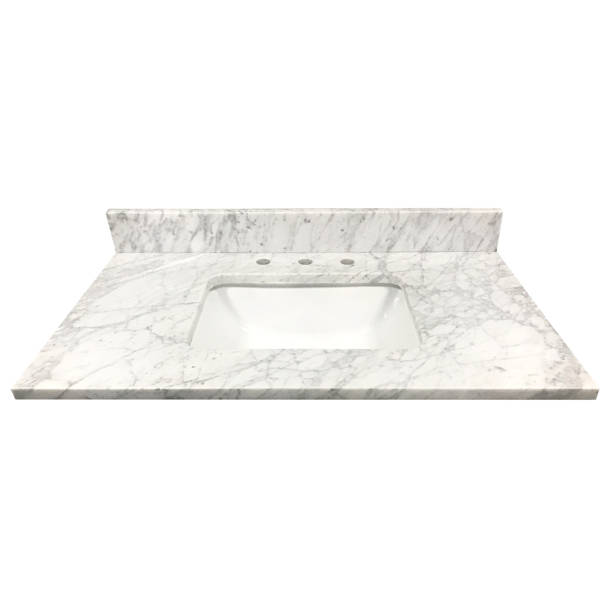Tile & Top 37'' Marble Single Bathroom Vanity Top in Polished Stone ...