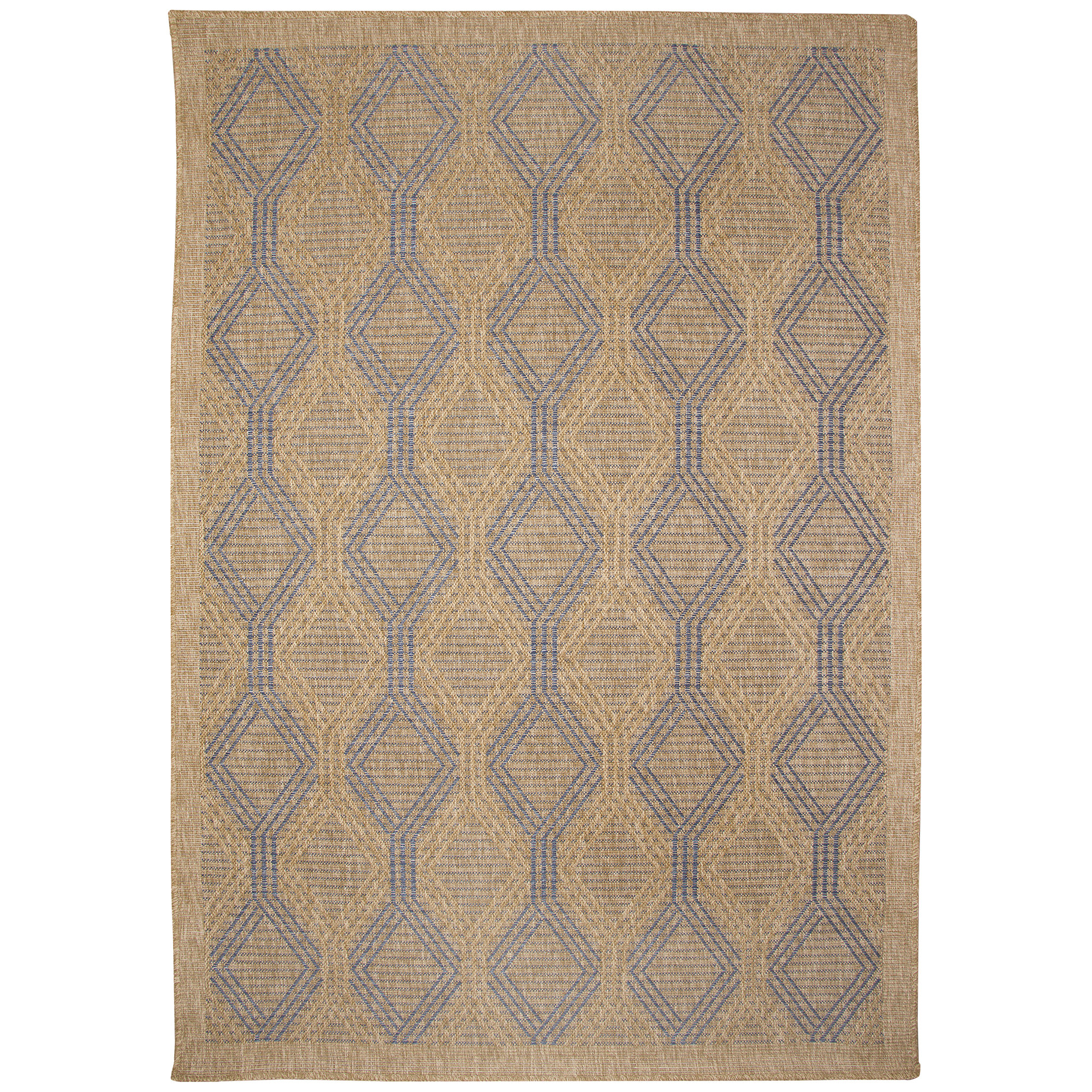 Foundry Select Bordy Performance Beige/Navy Rug | Wayfair